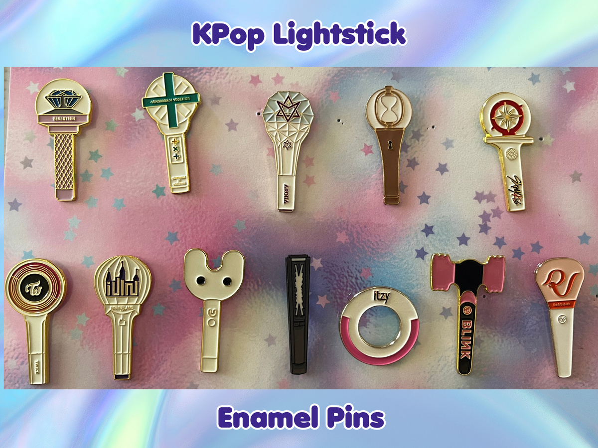 KPop Lightstick Enamel Pins Astro Stray Kids Ateez Seventeen NewJeans ...