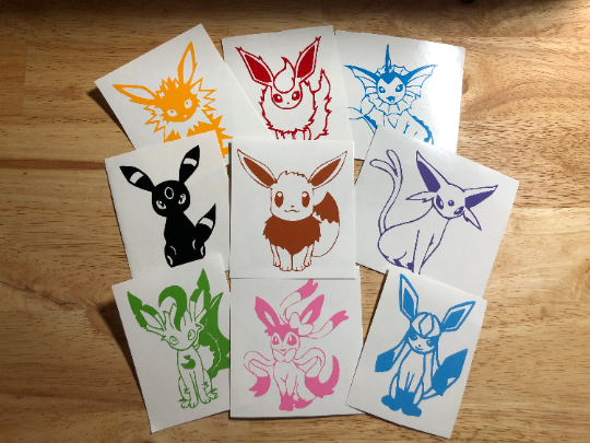 Pokemon Eeveelutions Decals Eevee Jolteon Flareon Vaporeon Umbreon Esp ...